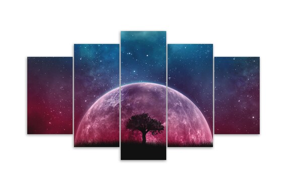 Galaxy wall art night sky photo moon stars print fantasy | Etsy