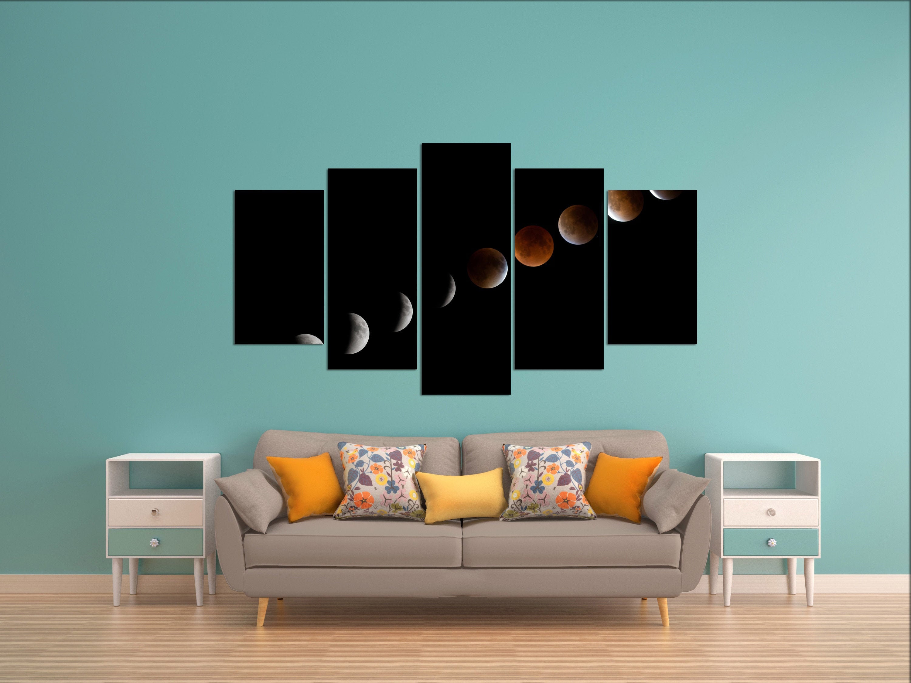 Full moon photo wall art decor moon phases canvas print moon | Etsy