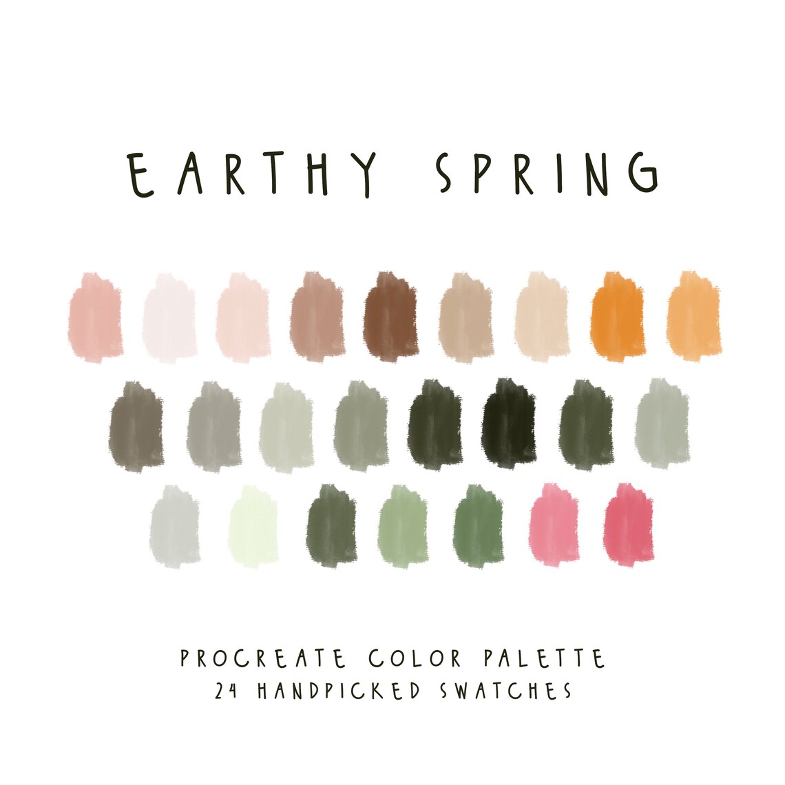 Earthy Spring Procreate Color Palette, Color Swatches, Instant Download ...
