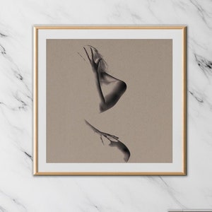 Minimalist Woman Body Drawing on Gray Textured Paper, Printable Body ...