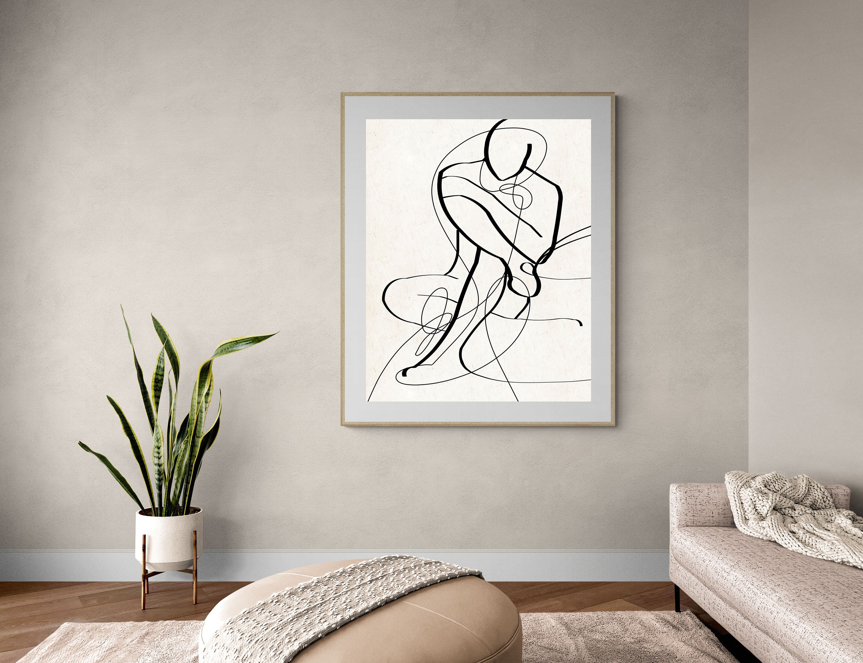 Human Figure Line Drawing for Instant Download, Printable Drawing Wall ...