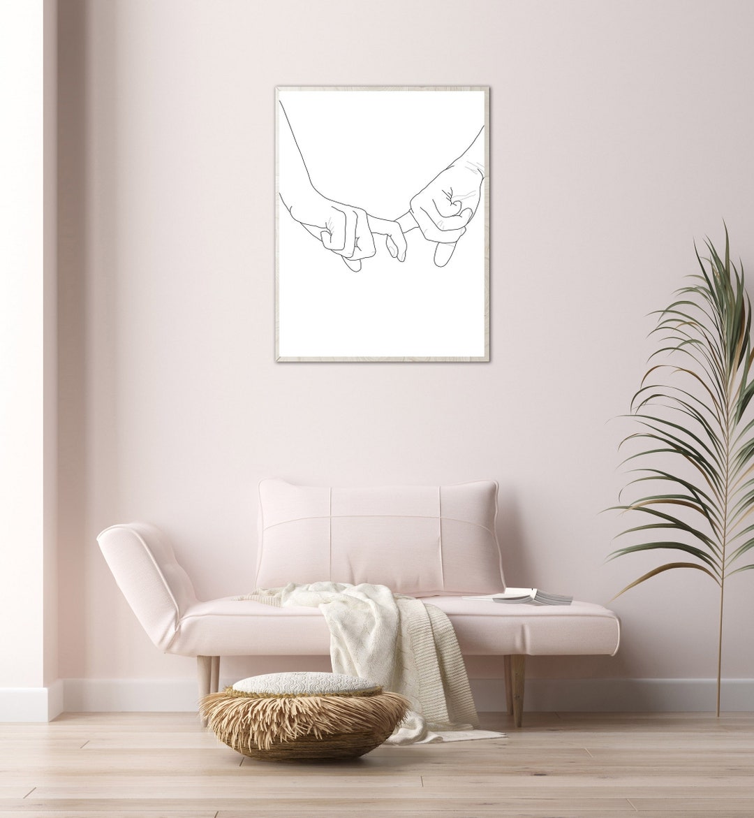 Crossed Fingers Line Drawing Symbolizing Love and Friendship, Hand Line ...