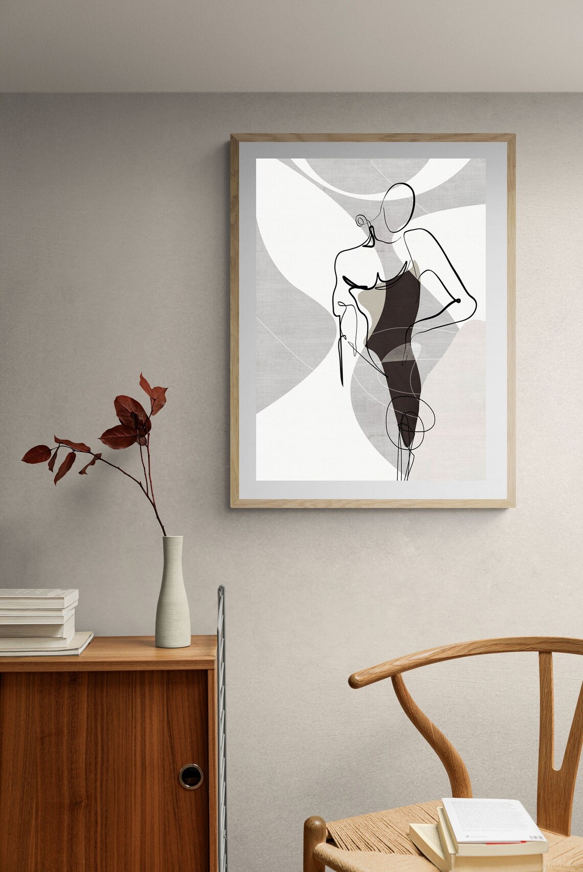 Female Figure Minimalist Line Drawing Printable Art Woman - Etsy