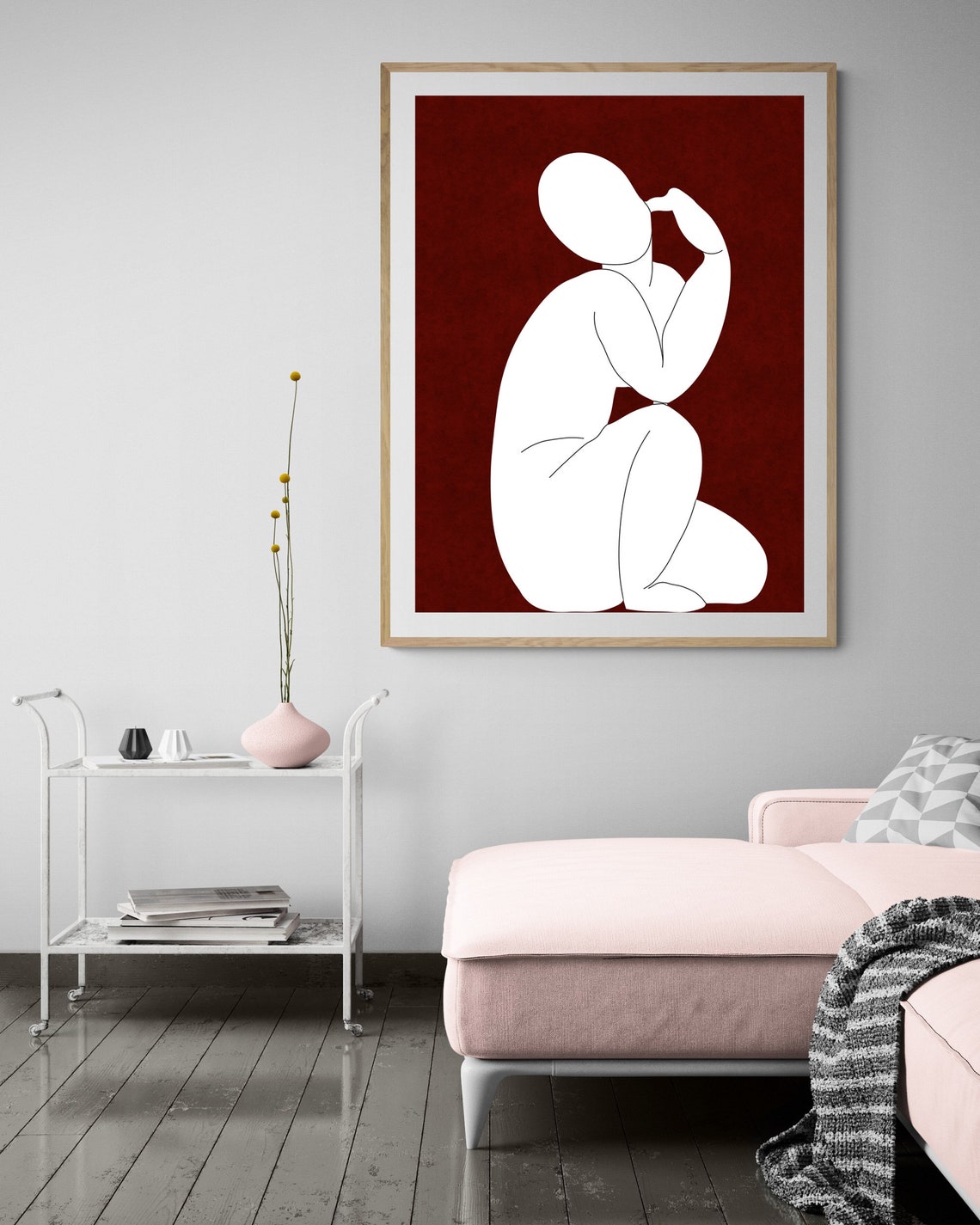 Modern Abstract Minimalist Human Figure Printable Drawing Art, Body ...