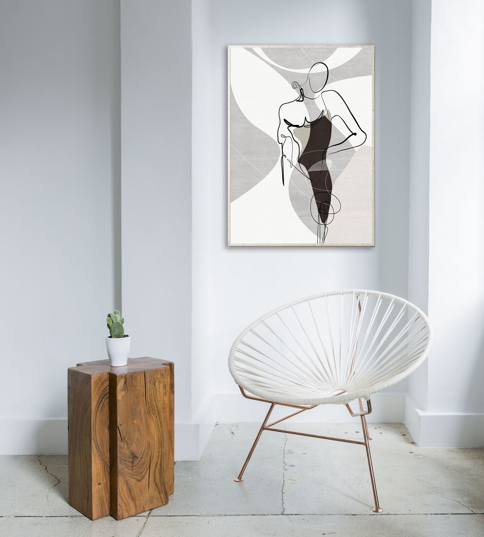 Female Figure Minimalist Line Drawing Printable Art, Woman Body Drawing ...