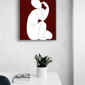 Modern Abstract Minimalist Human Figure Printable Drawing Art, Body ...