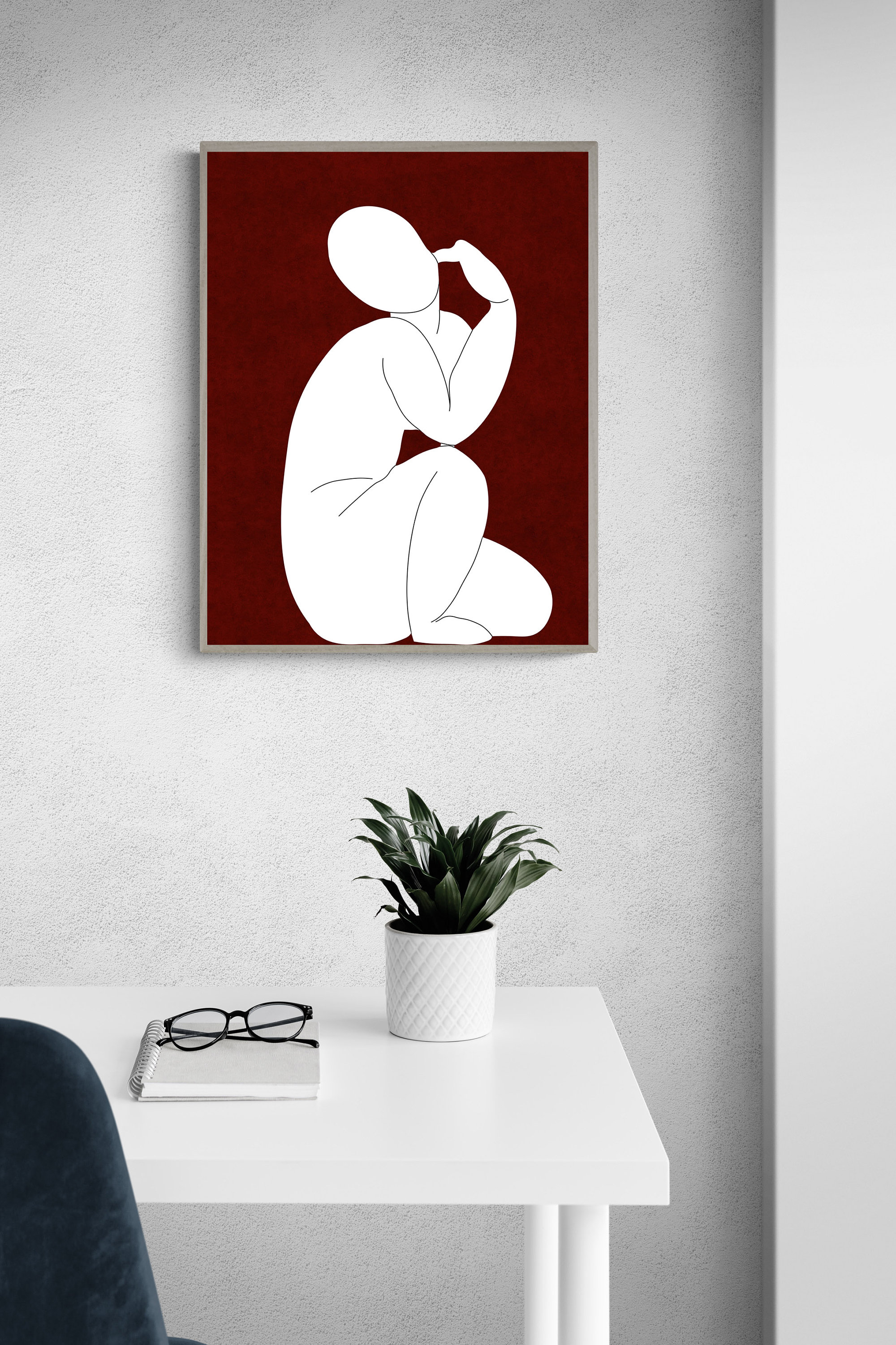 Modern Abstract Minimalist Human Figure Printable Drawing Art, Body ...