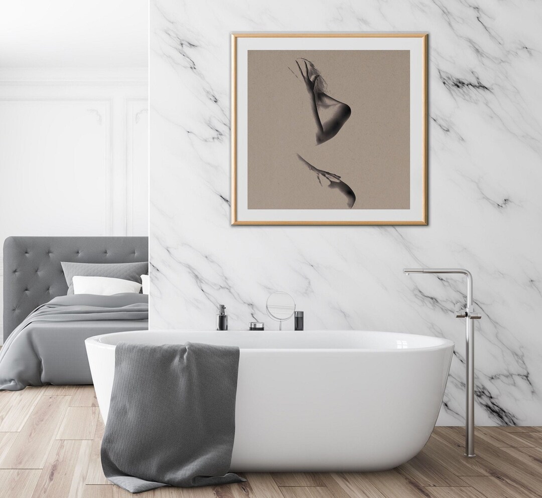 Minimalist Woman Body Drawing on Gray Textured Paper, Printable Body ...