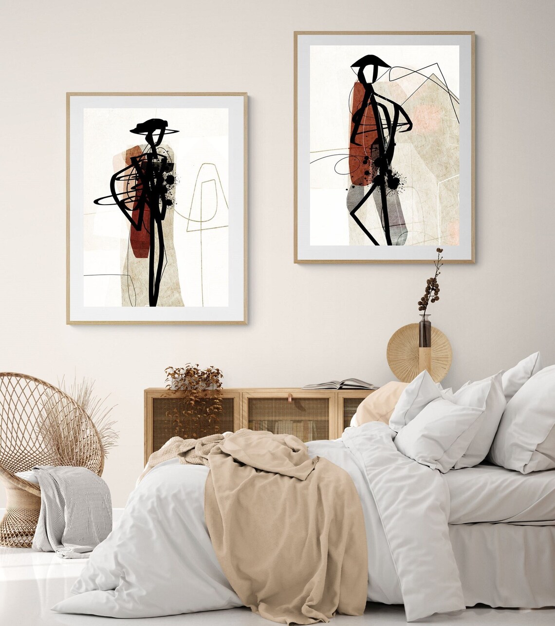 Abstract Figure Drawing Printable Wall Art, Set of 2 Drawing Prints for ...