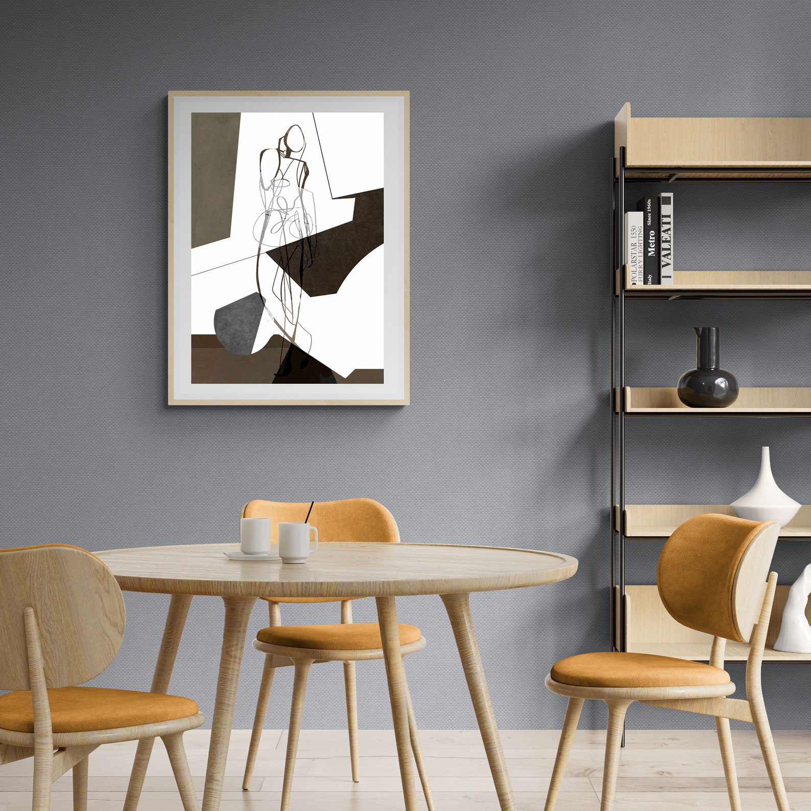 Human Figure Line Drawing on Abstract Background, Male Figure Printable ...