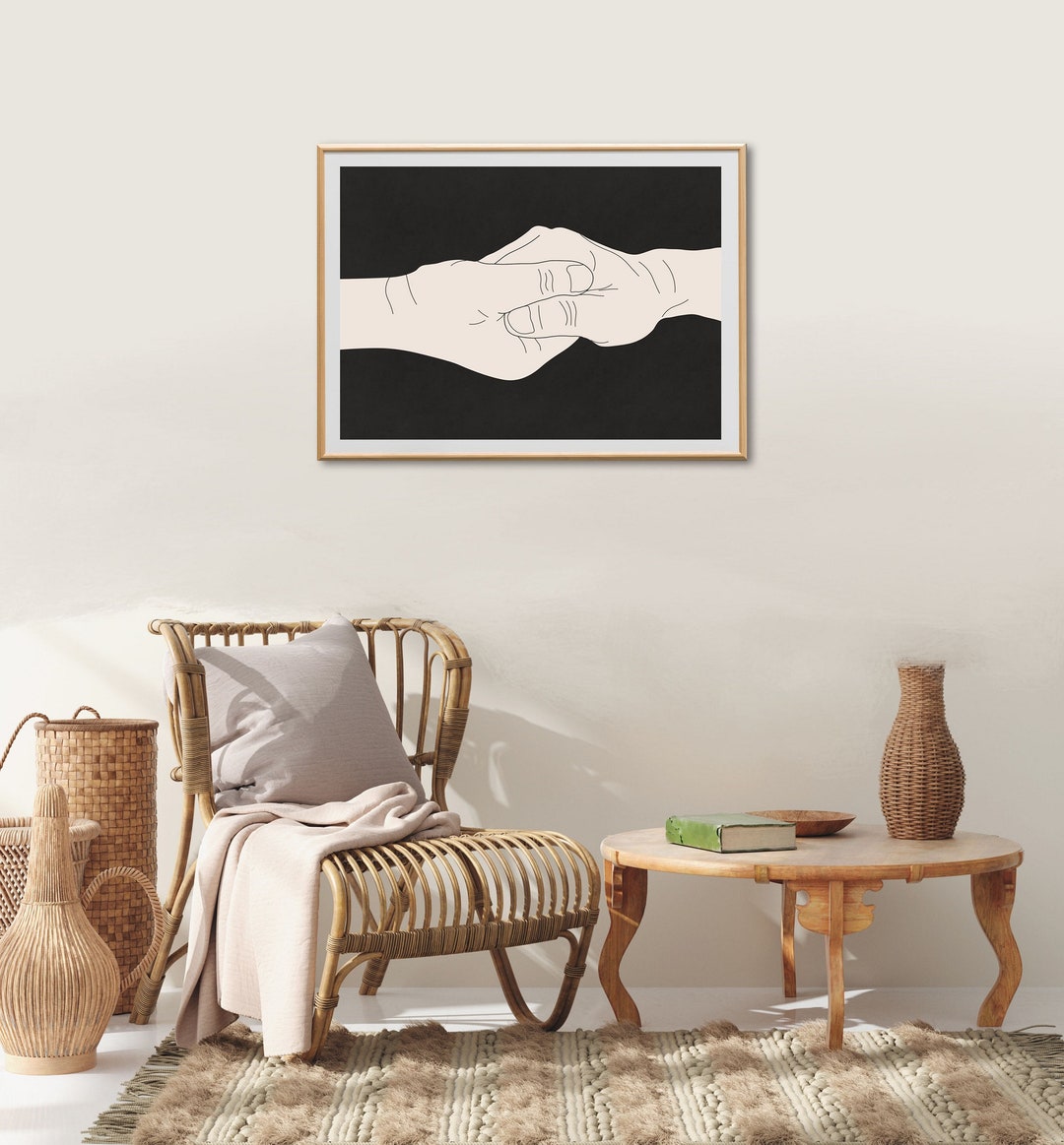 Line Drawing Print, Joined Hands Line Art, Line Art, Holding Hands ...