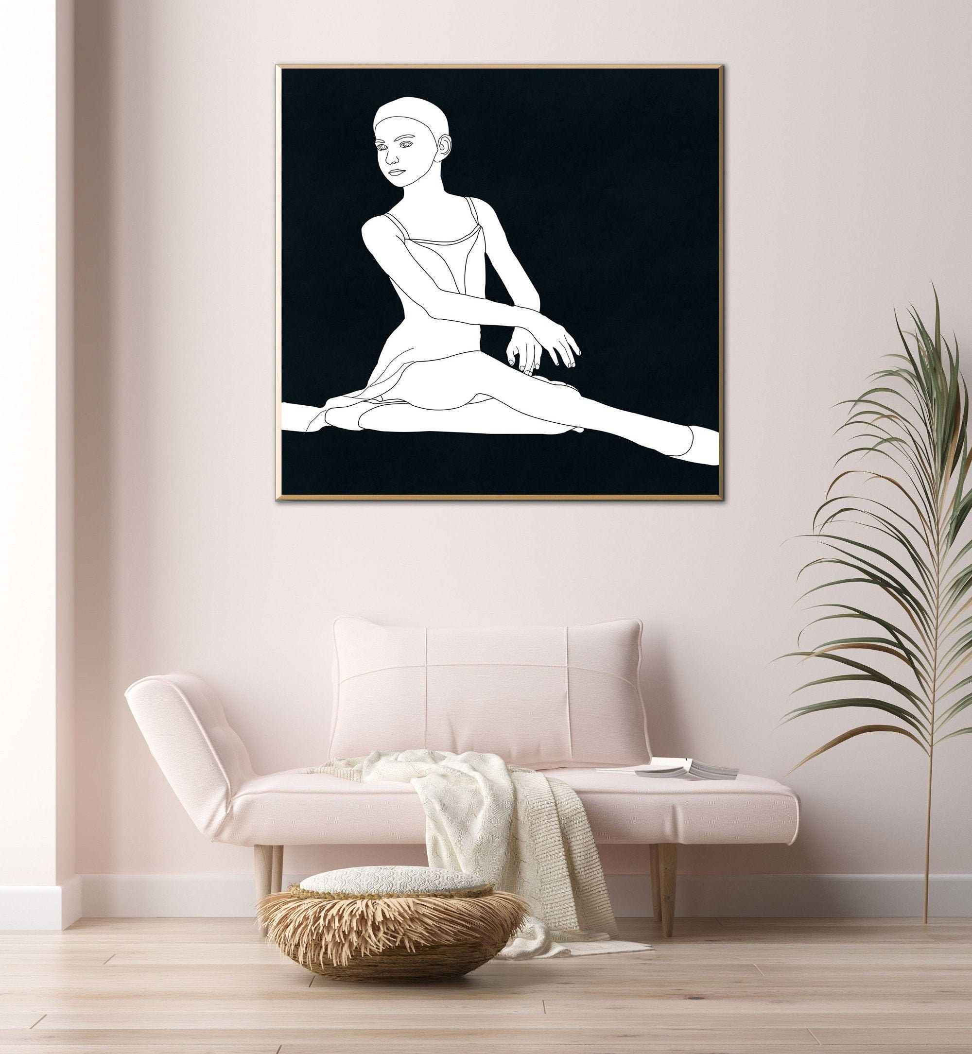 Minimal Line Art Prima Ballerina Drawing Female Dancer - Etsy
