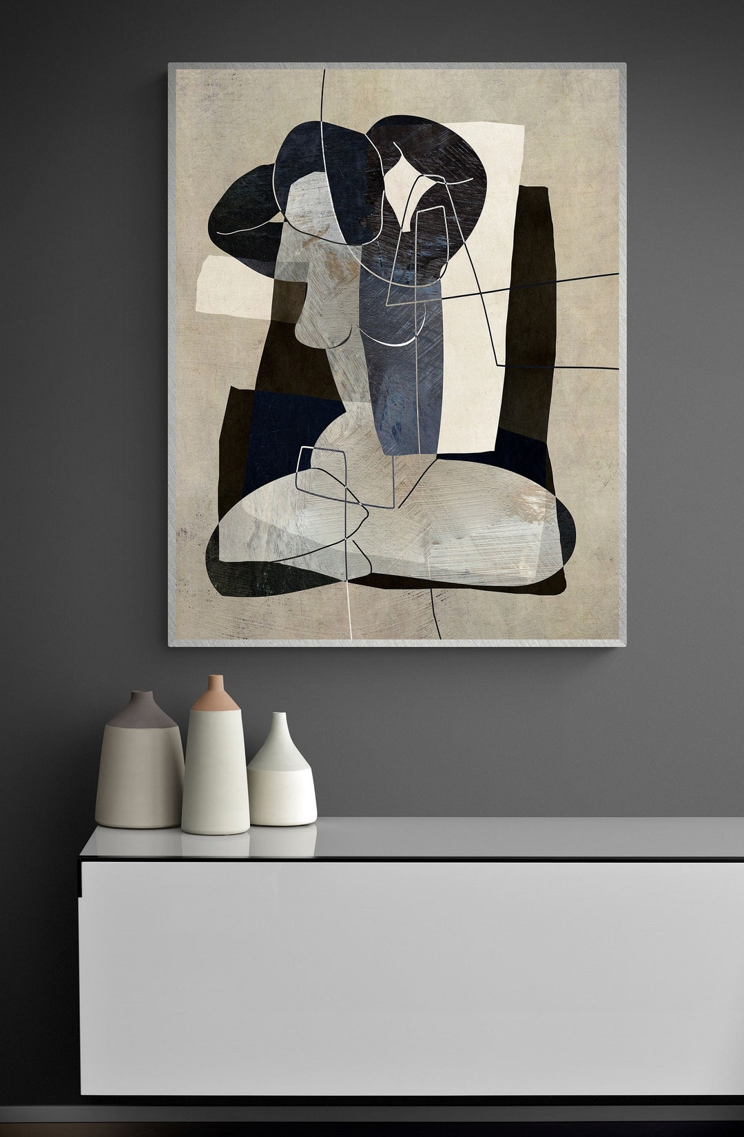 Female Figure Abstract Art Print: Modern Woman Sketch (digital Download ...
