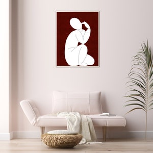 Modern Abstract Minimalist Human Figure Printable Drawing Art, Body ...