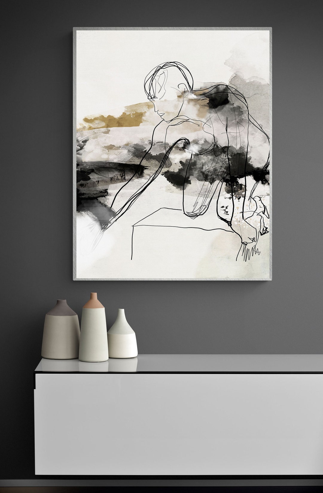 Human Body Sketch Printable Wall Art, Modern Abstract Figure Art Print ...