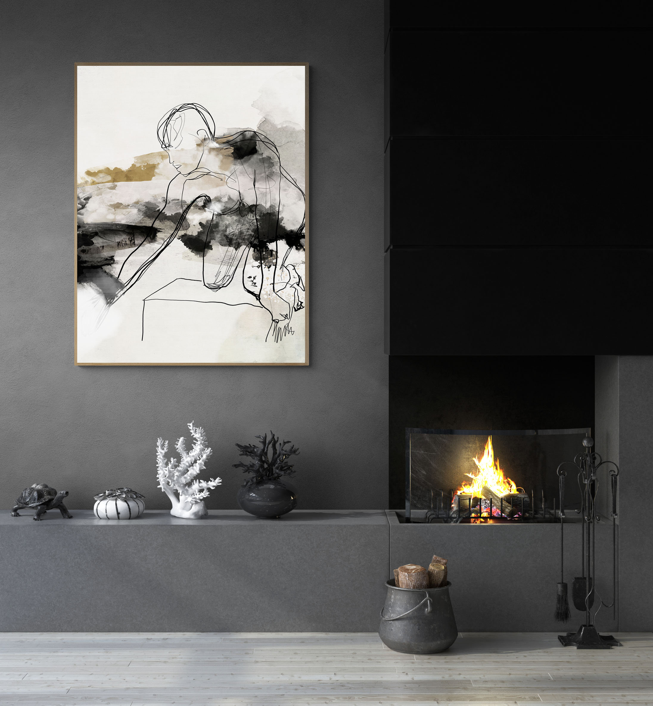 Human Body Sketch Printable Wall Art, Modern Abstract Figure Art Print ...