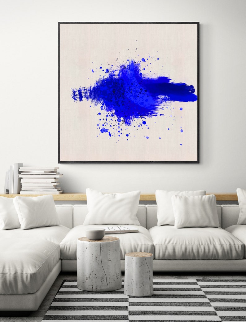 Large Blue Abstract Printable Painting, Minimalist Blue Abstract ...