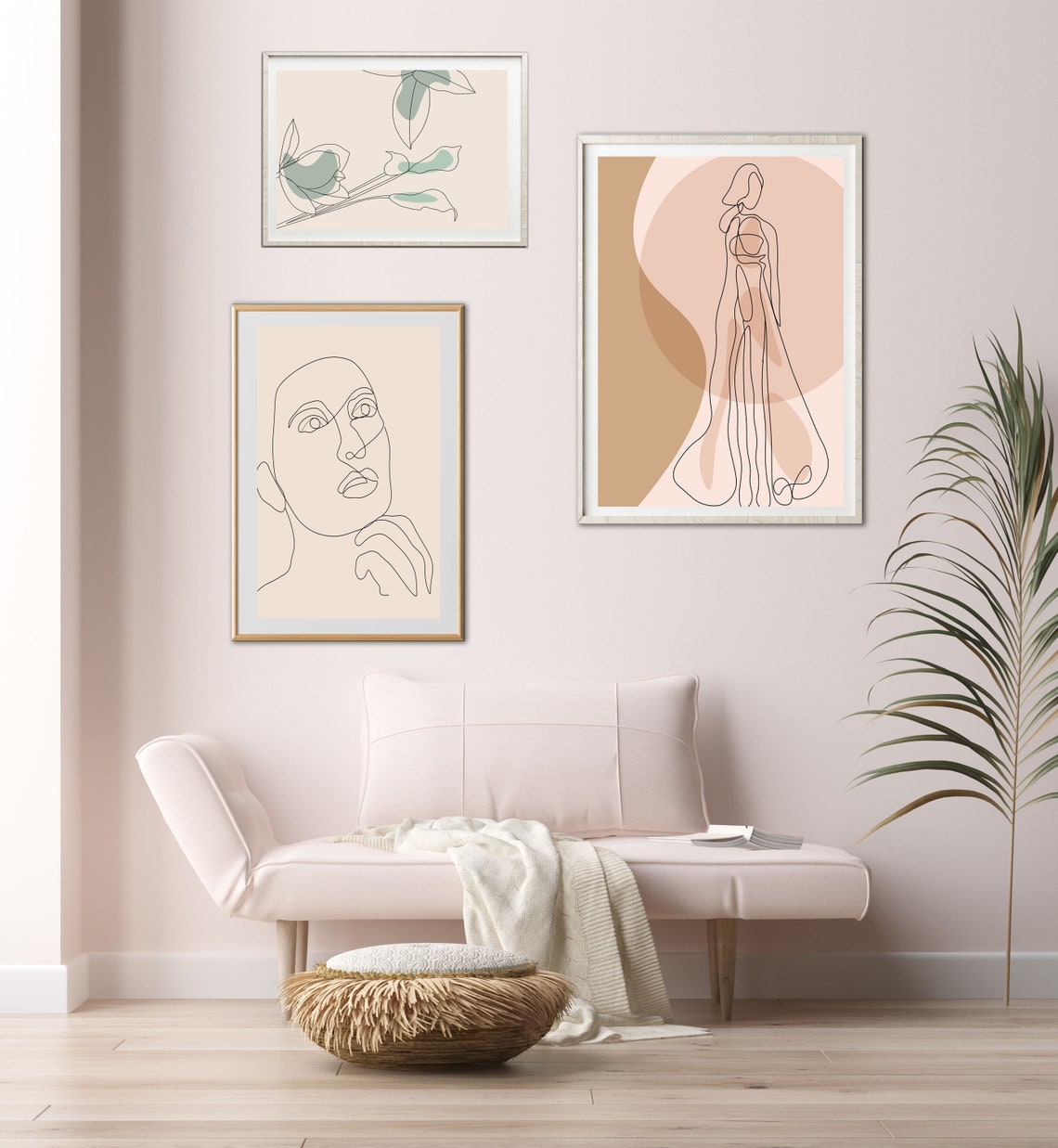 Minimalist Line Art Drawing Set of 3 Prints, Printable Drawing Wall Art ...