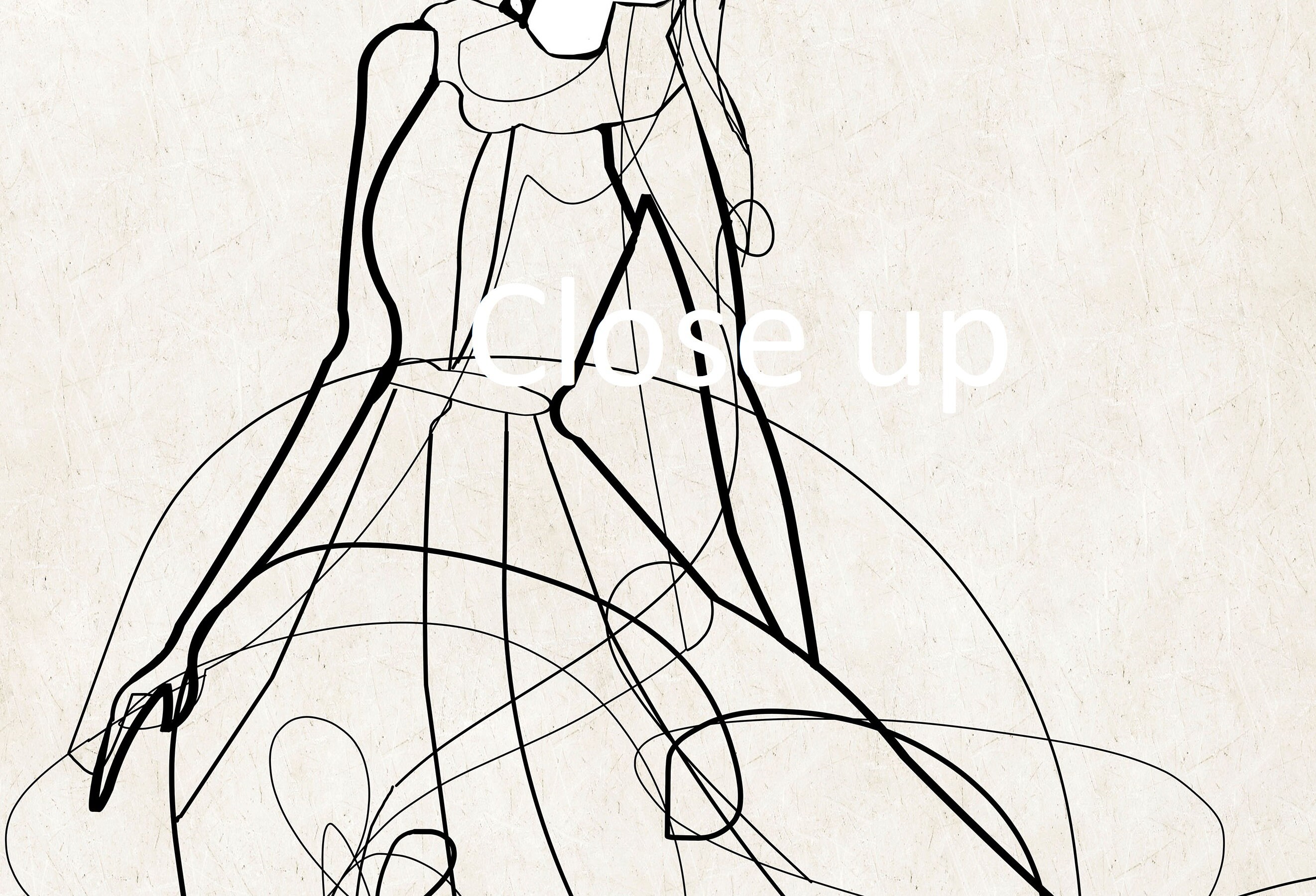 Large Black and White Female Fashion Figure Minimalist Printable Line ...