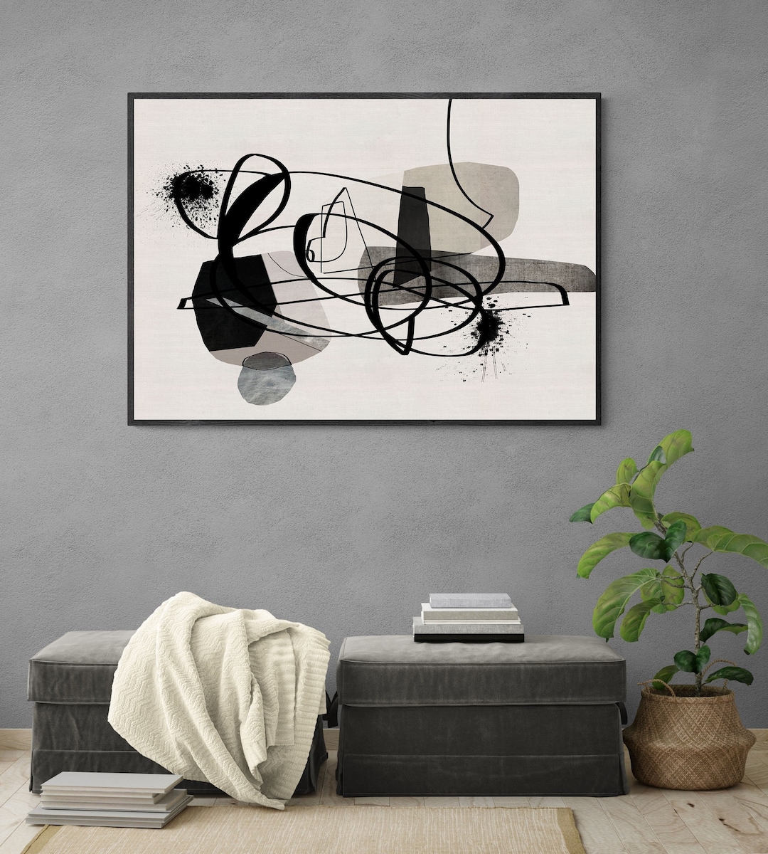 Black and White Abstract Print Printable Abstract Wall Art - Etsy