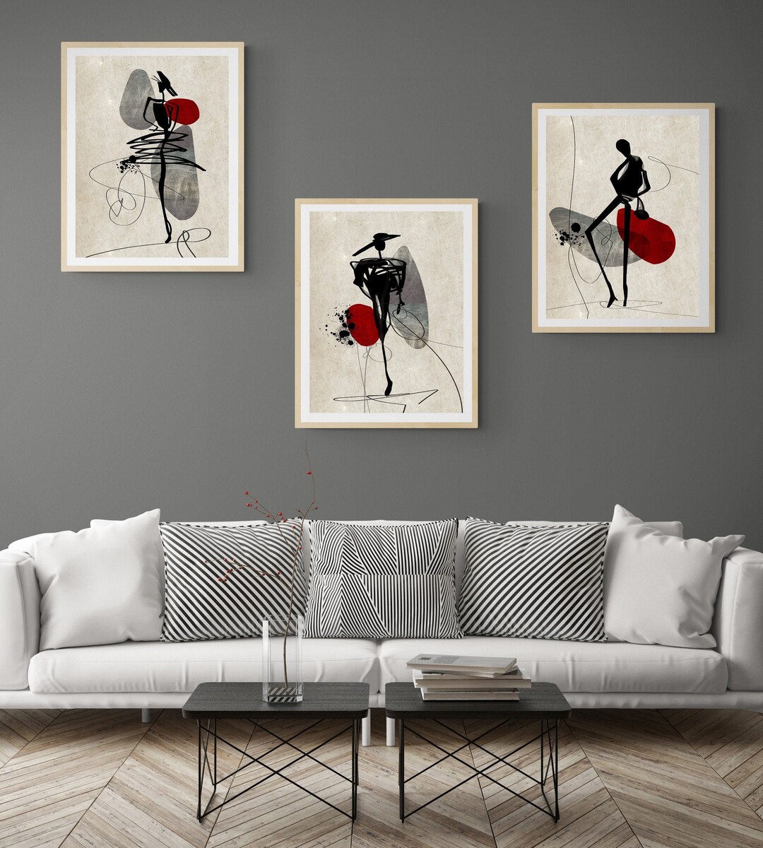 Minimalist Female Figure Drawing Printable Wall Art, Set of 3 Prints ...