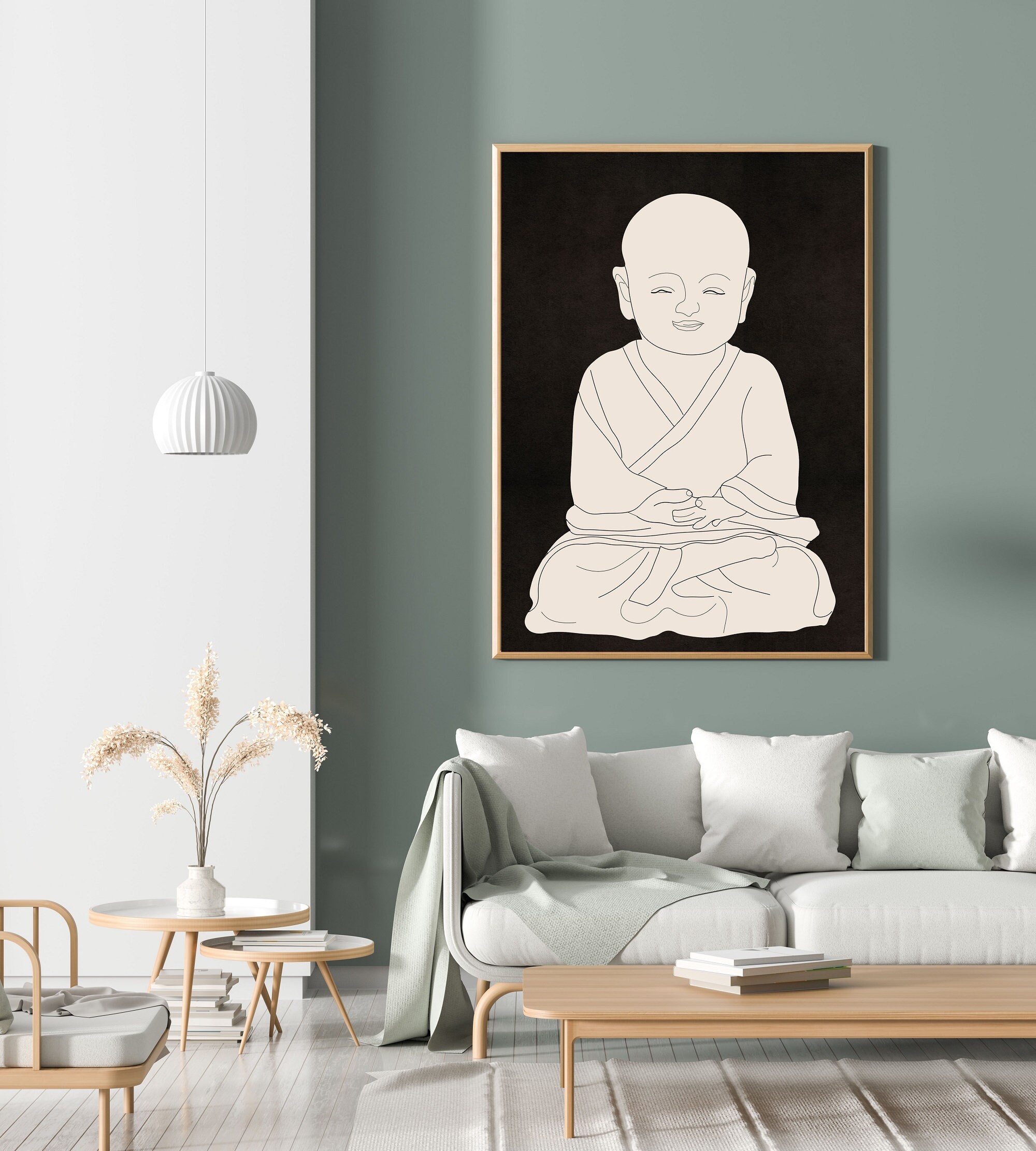 Little Buddha Minimalist Line Art Drawing Print, Printable Buddha ...
