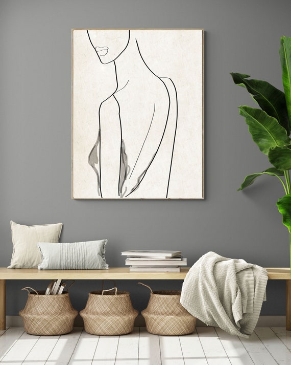 Black and White Minimalist Female Body Drawing for Instant - Etsy