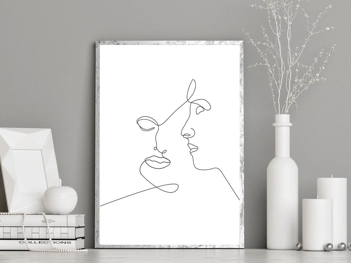 Abstract Face Line Drawing Print / Drawing Wall Art / Womens Face ...