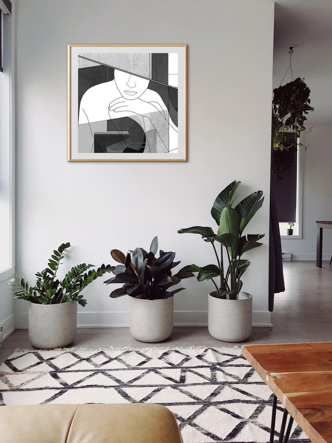 Human Figure Line Art Portrait on Abstract Background, Minimalist Line ...