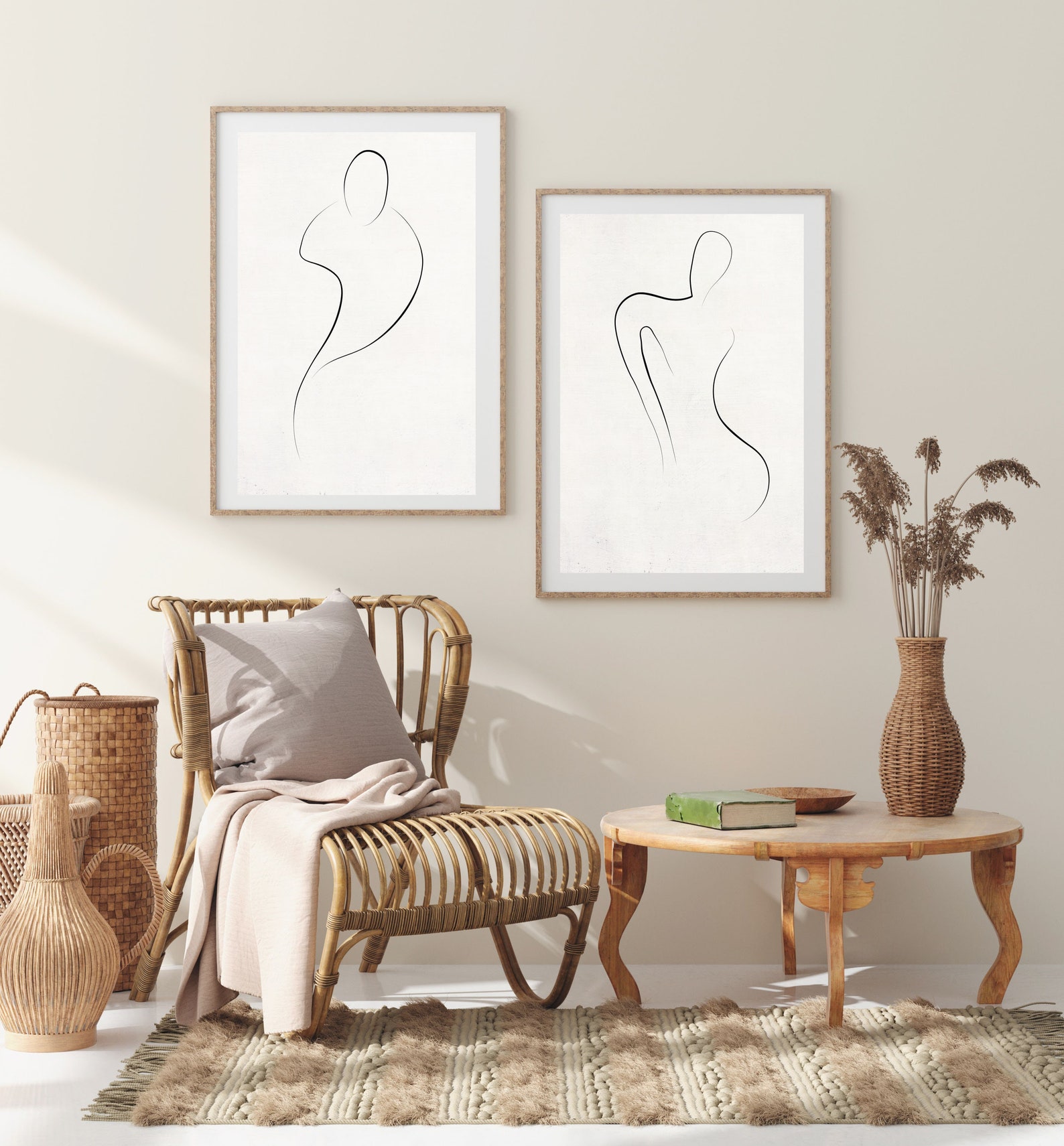 Minimal Line Drawing Print Set of 2 Prints, Body Sketch Minimal Line ...