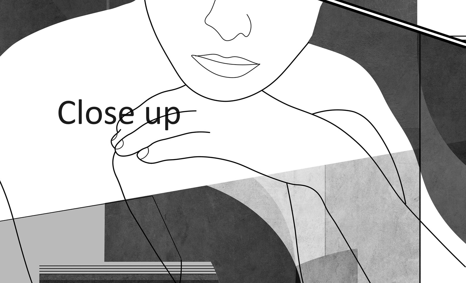 Human Figure Line Art Portrait on Abstract Background, Minimalist Line ...