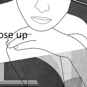 Human Figure Line Art Portrait on Abstract Background, Minimalist Line ...