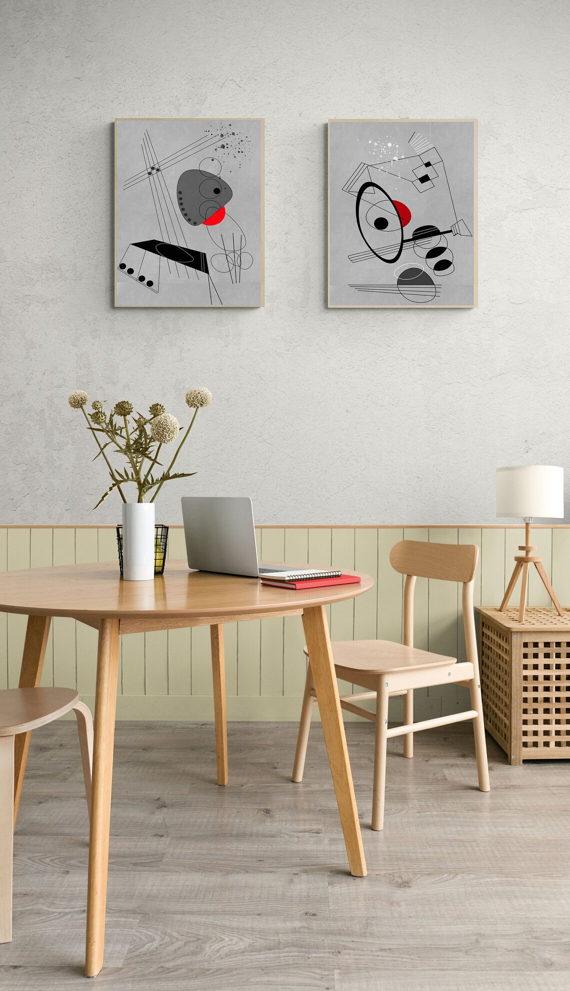 Abstract Drawing Print Set of 2 Prints, Geometric Shapes, Line Art ...