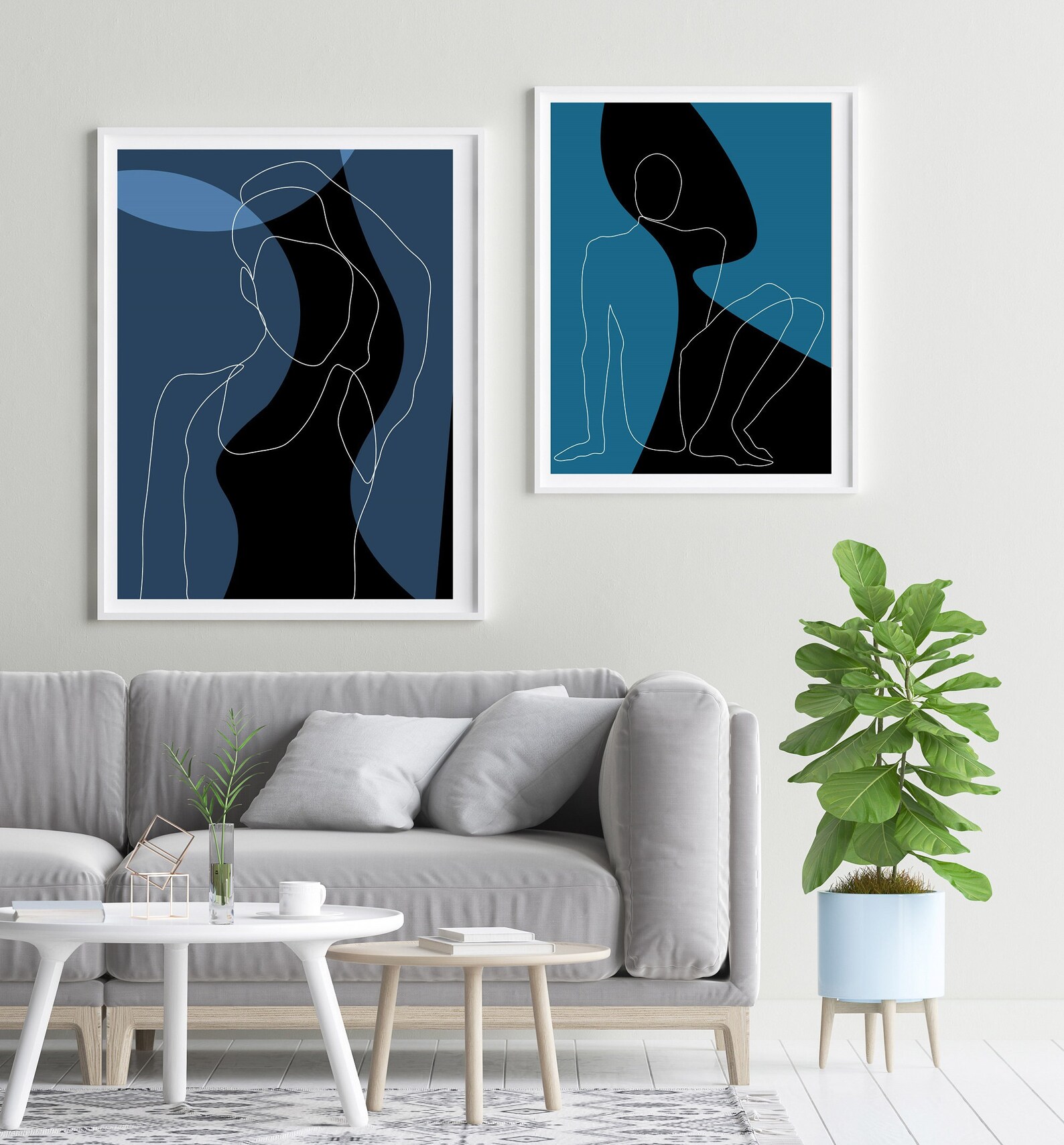 One Line Minimalist Body Sketch Drawing Set of 2 Prints - Etsy