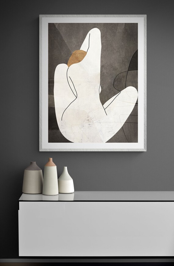 Minimalist Woman Line Drawing Female Drawing Neutral Tones | Etsy