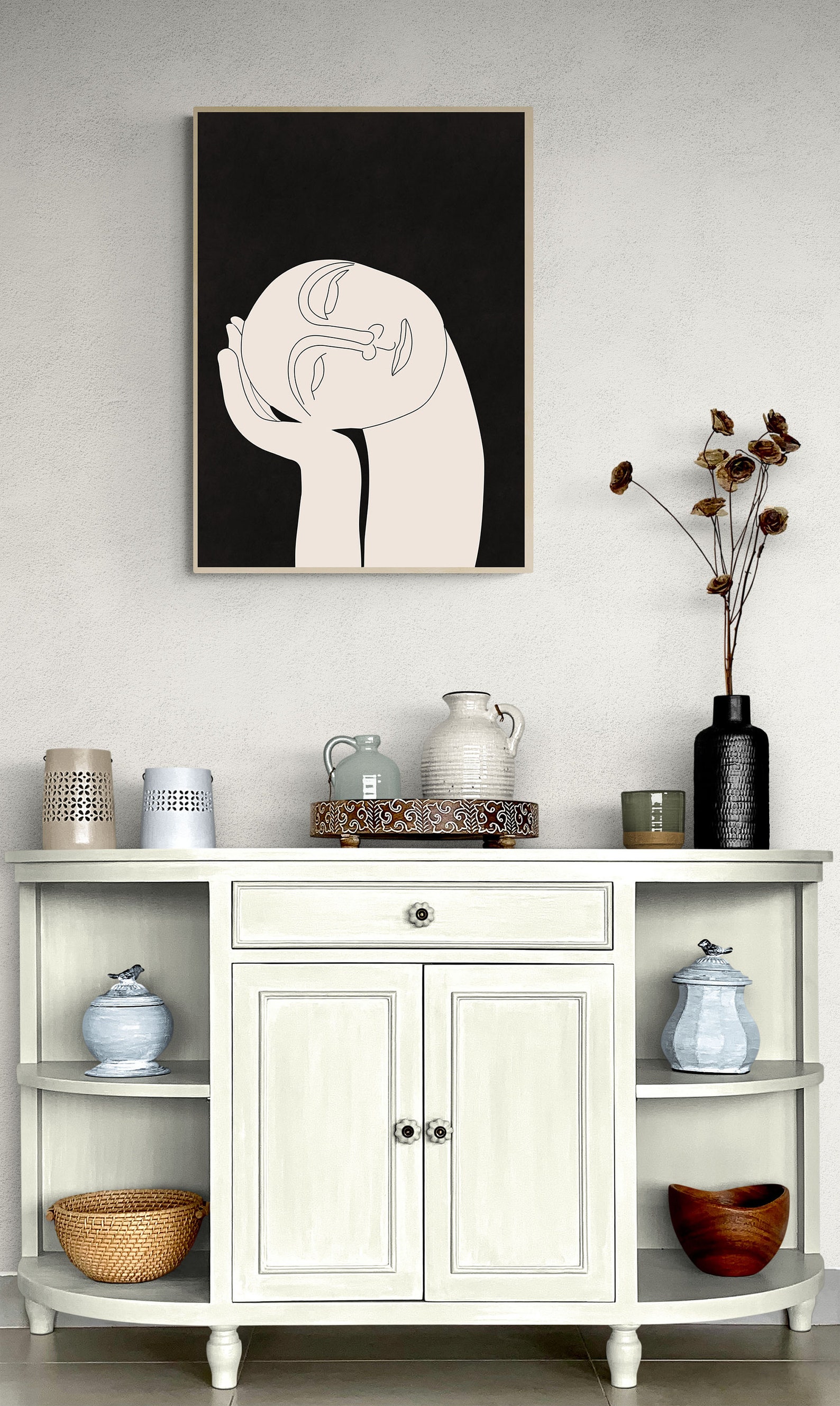 Minimal Face Drawing, Line Art Face Drawing, Printable Drawing Wall Art ...