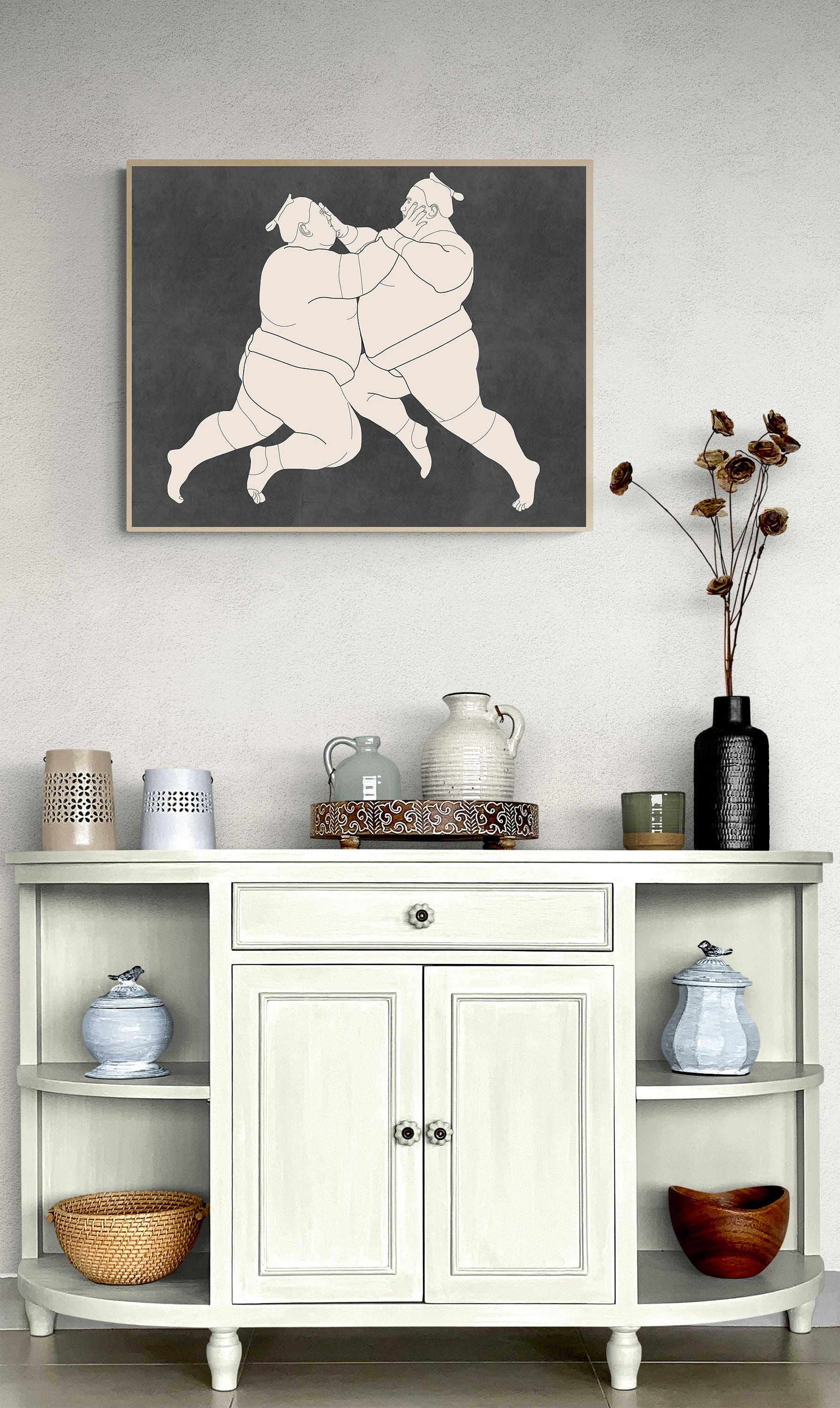 Sumo Wrestler Drawing, Sumo Printable Wall Art, Minimalist Sumo Line ...
