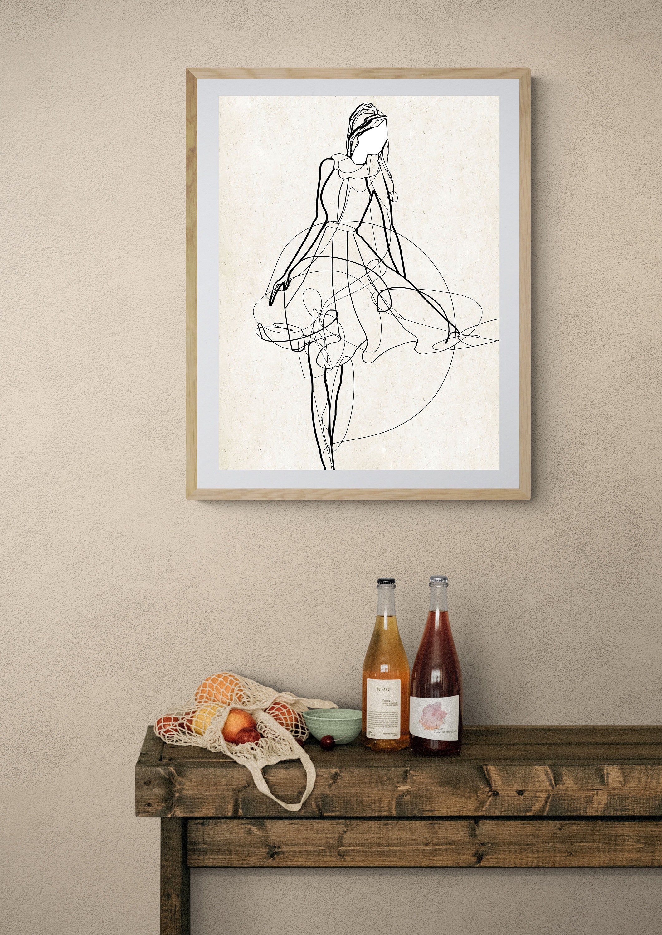 Large Black and White Female Fashion Figure Minimalist Printable Line ...