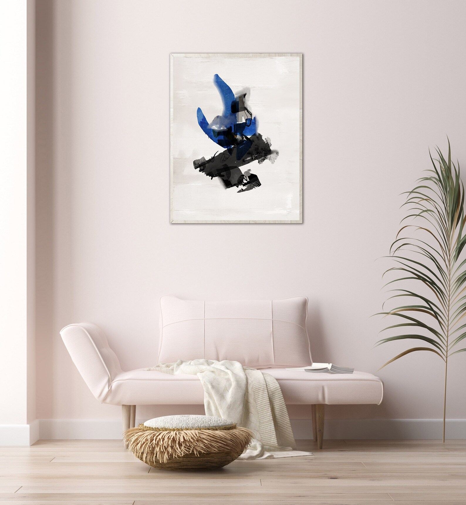 Blue and Black Abstract Drawing Art Print, Printable Abstract Drawing ...