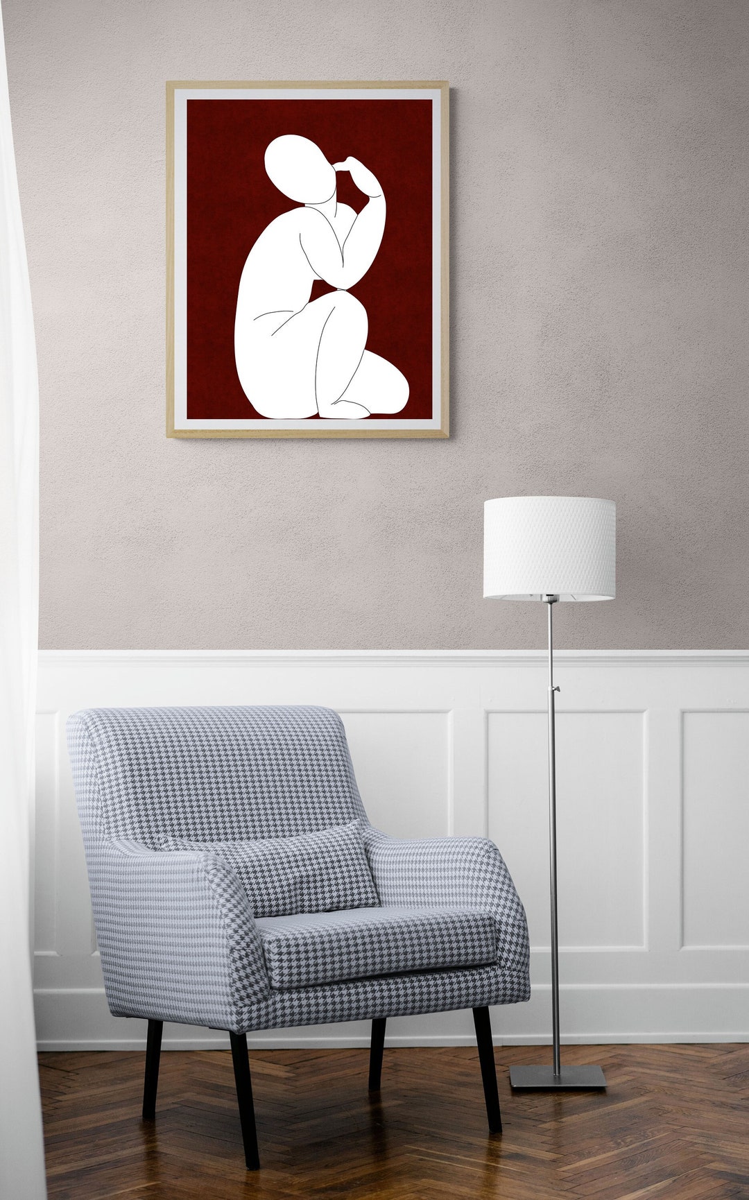 Modern Abstract Minimalist Human Figure Printable Drawing Art, Body ...