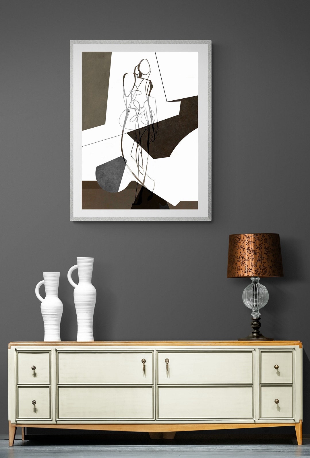 Human Figure Line Drawing on Abstract Background, Male Figure Printable ...