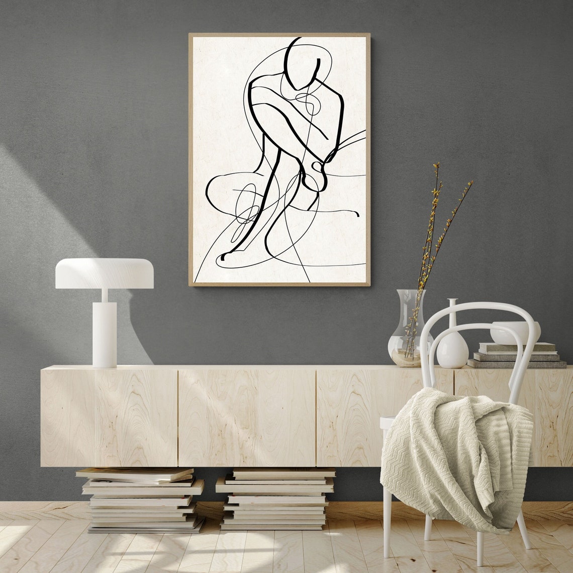 Human Figure Line Drawing for Instant Download, Printable Drawing Wall ...