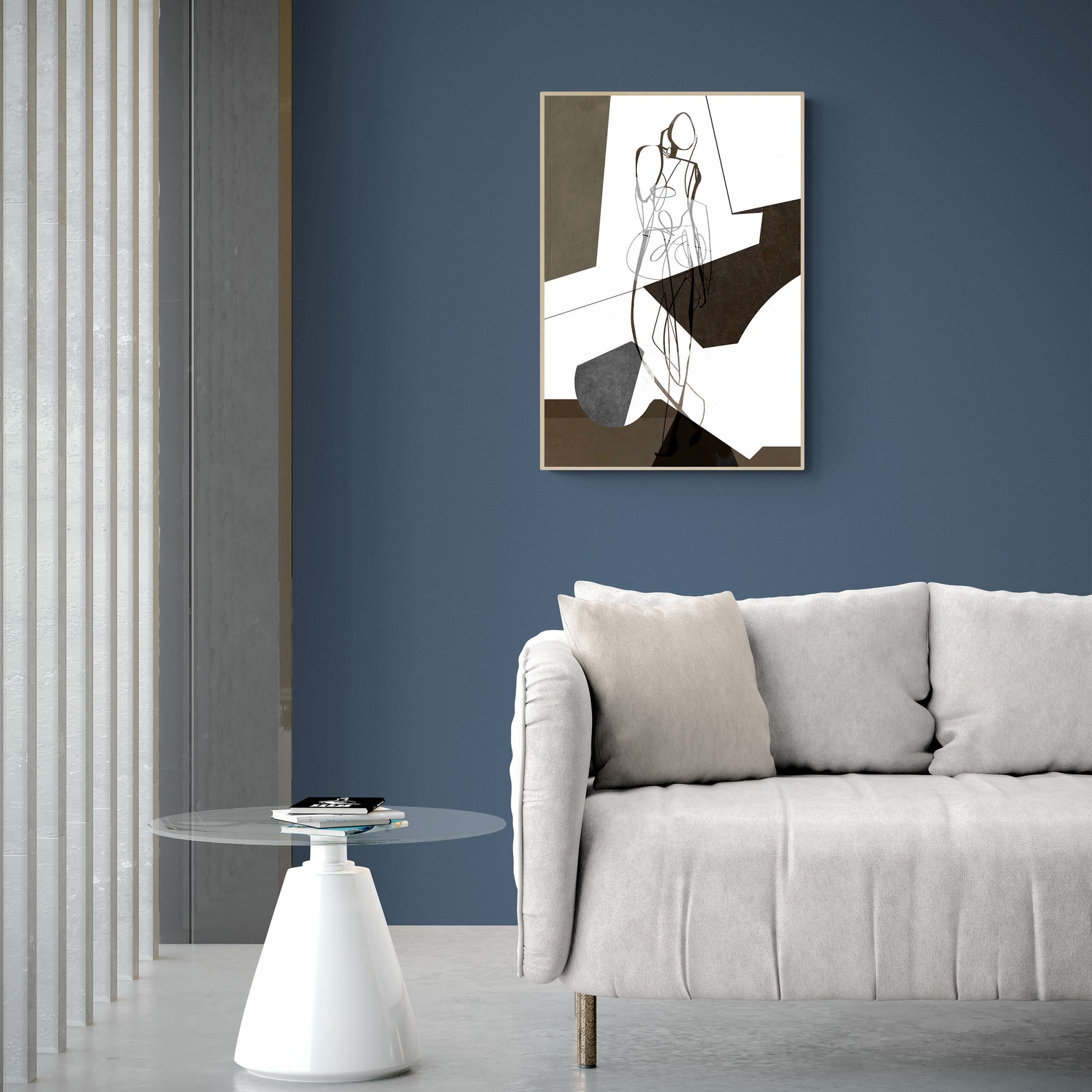 Human Figure Line Drawing on Abstract Background, Male Figure Printable ...