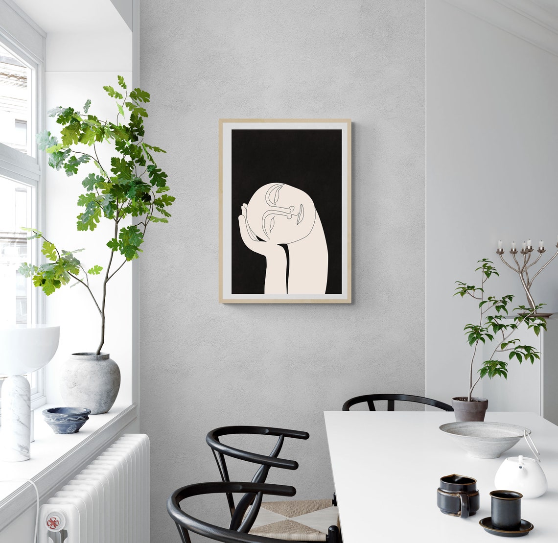 Minimal Face Drawing, Line Art Face Drawing, Printable Drawing Wall Art ...