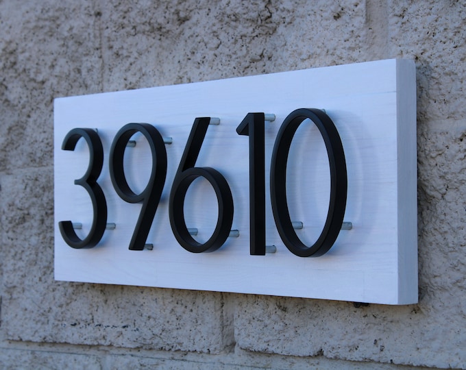 Horizontal Address Plaque, House Number Sign, Wood Number Sign, Modern ...