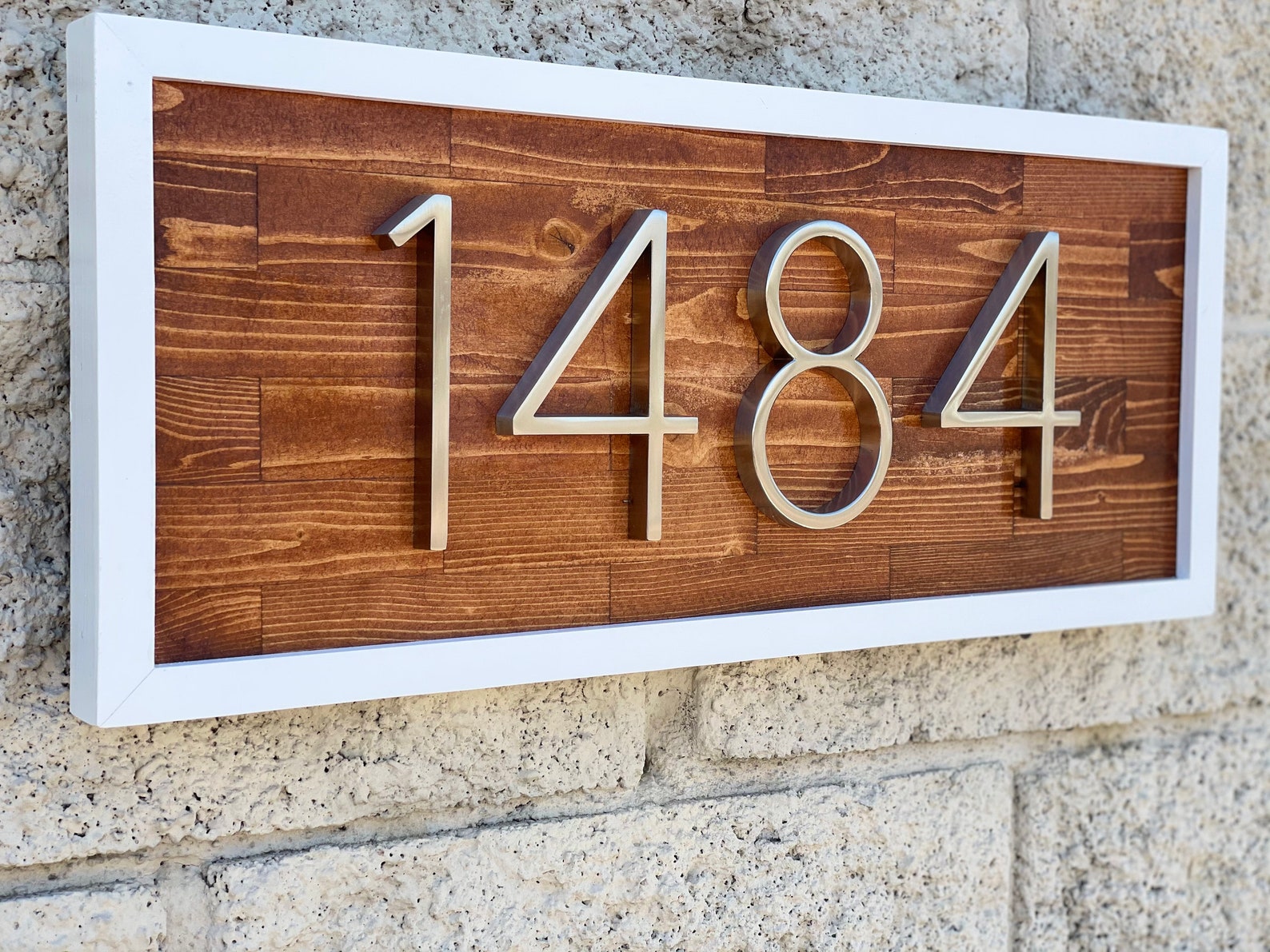 Framed House Number Plaque House Number Sign Horizontal | Etsy