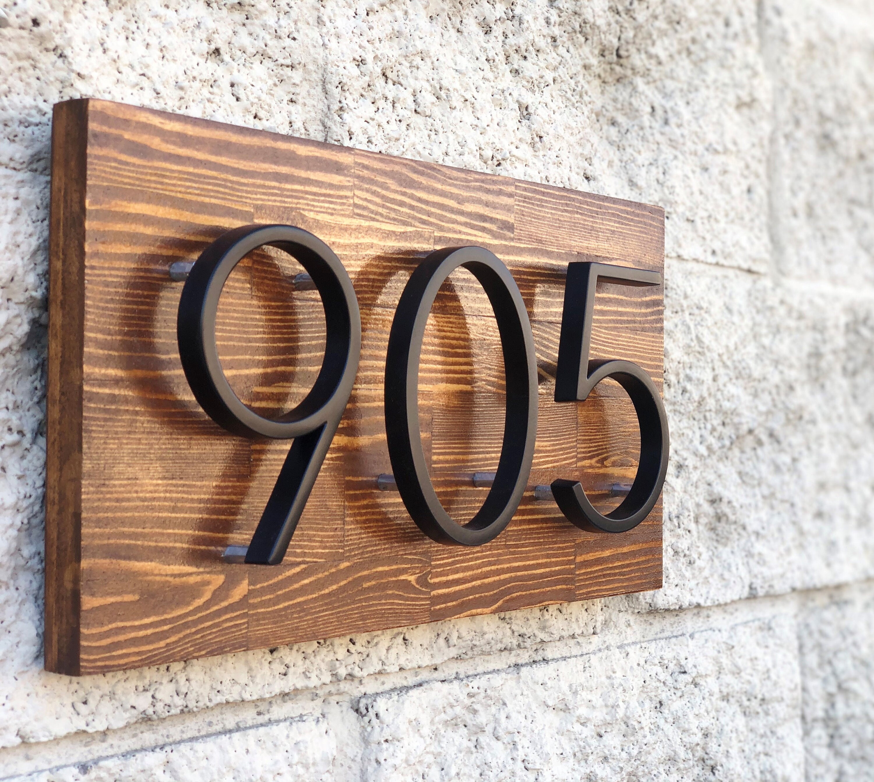 Modern Floating Number Wood Address Sign For Home or Office | Etsy