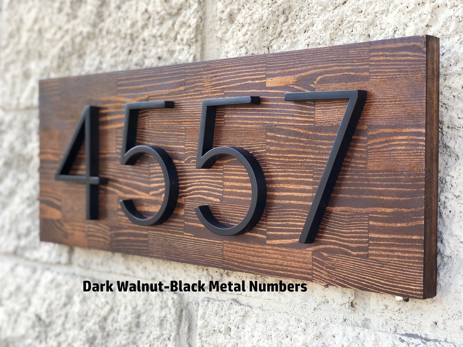 Horizontal Address Plaque, House Number Sign, Wood Number Sign, Modern ...