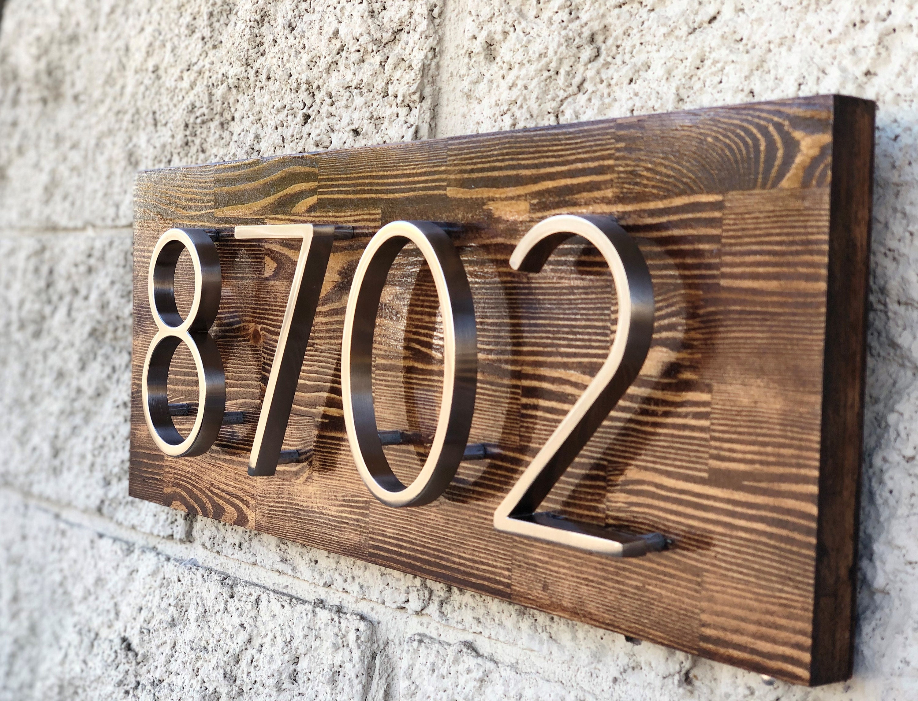 Modern Floating Number Wood Address Sign for Home or Office - Etsy Canada