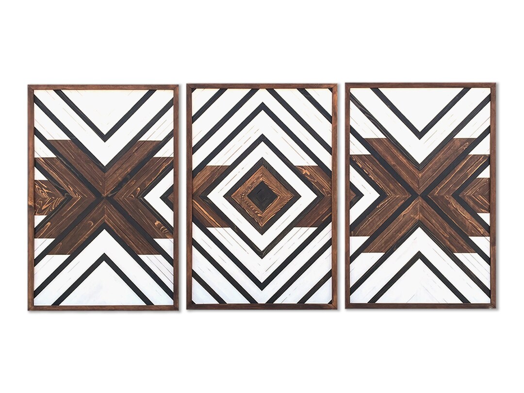 Wood Wall Art | Geometric Wood Wall Art | Native Wood Wall Art | Rustic ...